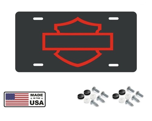 Harley Davidson Bar and Shield Gloss Black aluminum license plate, Red ...