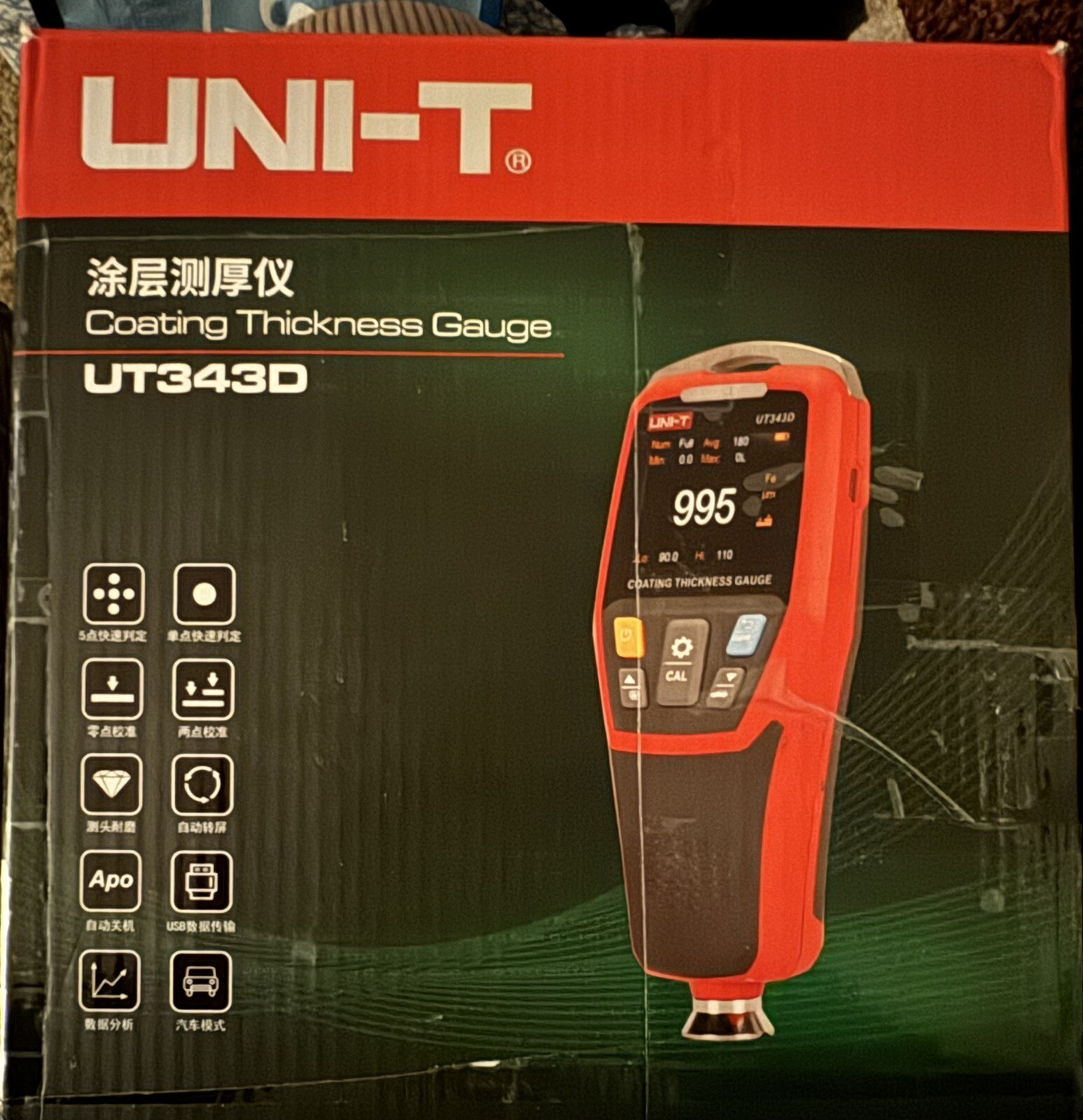 NEW UNI-T UT343D Coating Thickness Gauge, Car Painting, Digital Meter ...