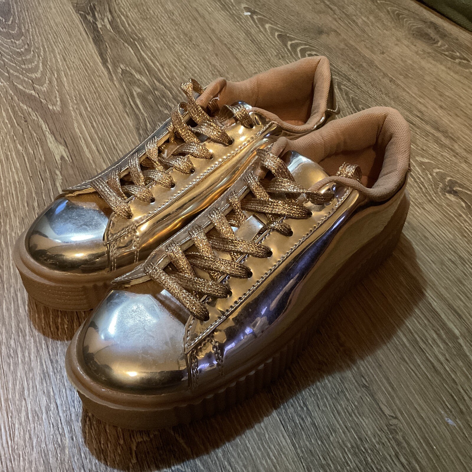 Rose Gold Pink Platform Sneakers Tennis Shoes Fashion… - Gem