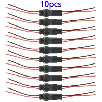 20PCS 2Pin Way Car Waterproof Male Female Electrical Connector Plug ...