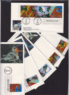 1993 Space Fantasy booklet Sc 2741-2745a FDC set of 6 Fleetwood cachets ...