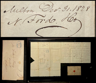 1828 Milton MA Historical Letter Nathaniel Ford Signed Highlander ...