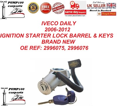 FOR IVECO DAILY MK4 06-12 IGNITION STARTER SWITCH BARREL CYLINDER LOCK ...