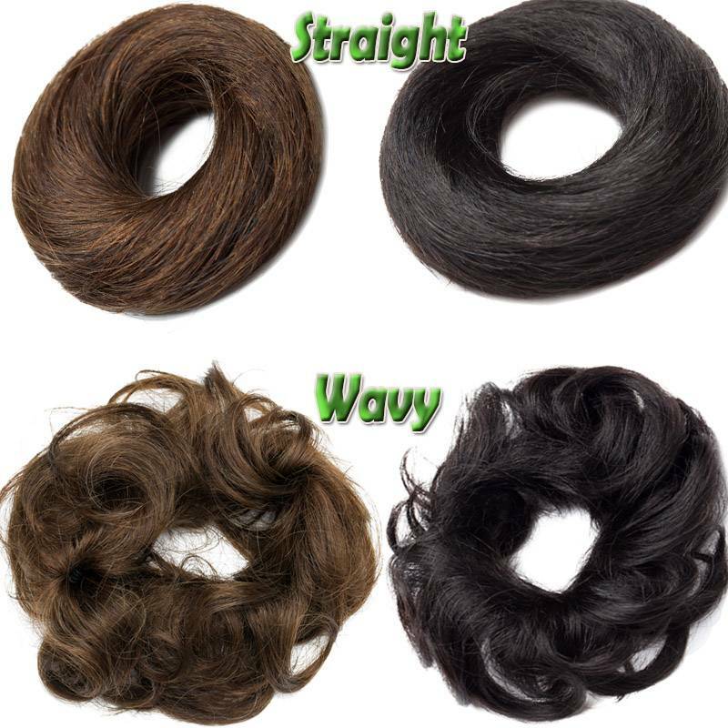 Curly Messy Bun Hair Piece Scrunchie Updo Bun Warp Real Human Hair ...