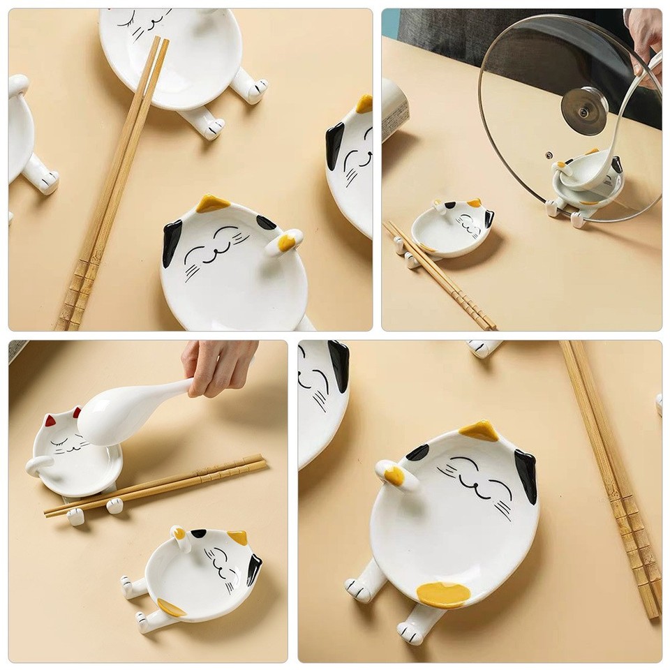 Cartoon Ceramic Pot Cover Holder Pot Rack Chopsticks Spoon Shelf Stand ...