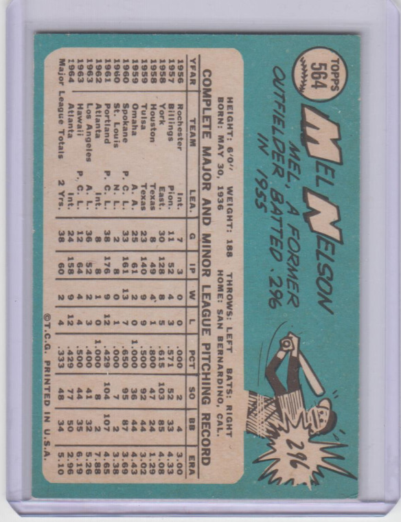 1965 Topps #564 Mel Nelson Detroit Tigers CENTERED HIGH # GORGEOUS NM ...