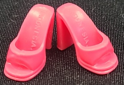 Barbie Doll Shoes Mules Slides Chunky Heels OpenToe Fashion Dark Pink ...