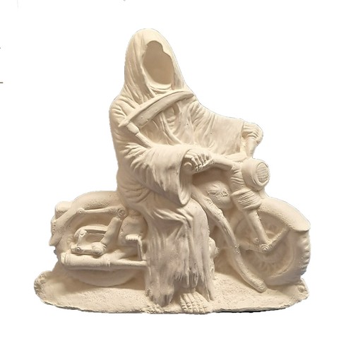 Grim Reaper on Motorcycle 5" x 7" ready to paint ceramic bisque | eBay