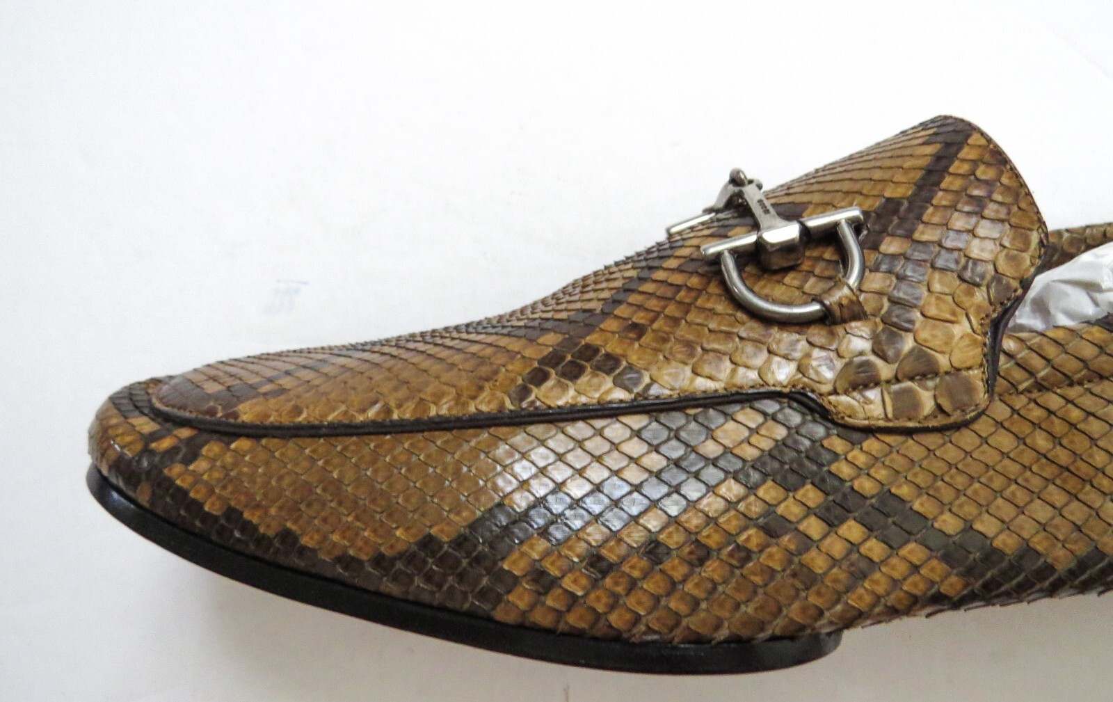 GUCCI Python Snakeskin Leather Horsebit Loafers Shoes Size 7 G 7.5 US ...