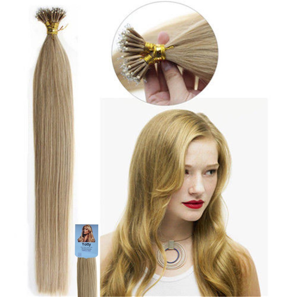 Nano Beads Tip Human Hair Extensions Nano Ring Link Double Drawn Remy ...
