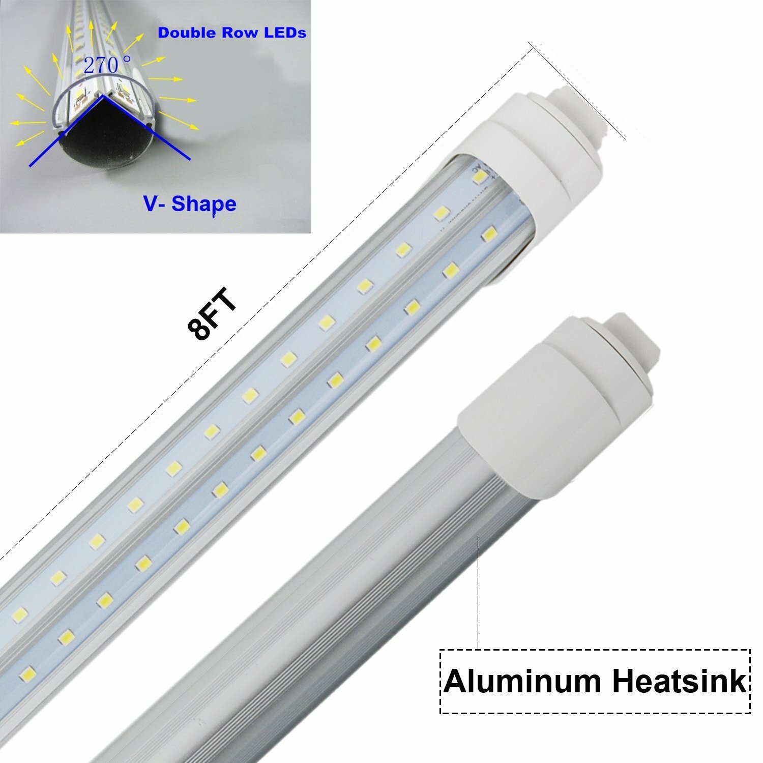 25 Pack R17D HO T8 8FT LED Tube Light Bulb 72W LED Shop Light Bulb ...