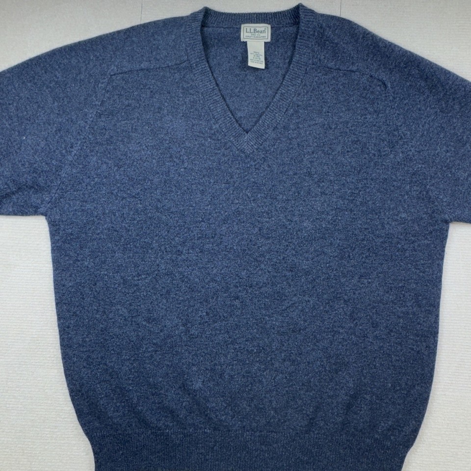 Vintage L.L.Bean Sweater Mens Medium Blue Lambs Wool V Neck Grandpa | eBay