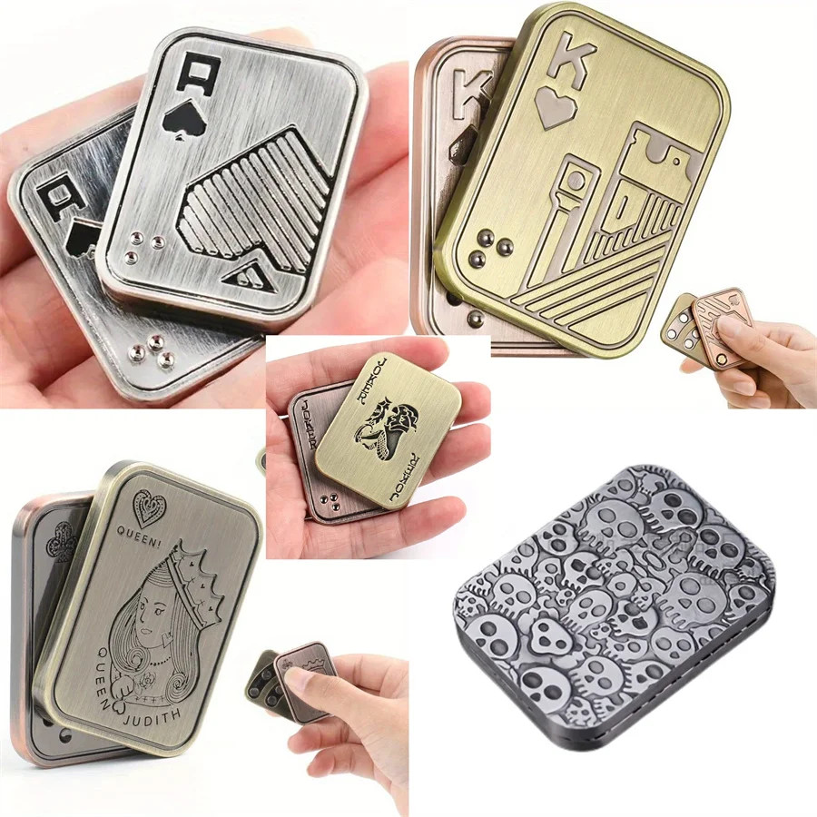 1pc Metal Fidget Toys - Metal Poker Push Card Fidget Slider Stress ...