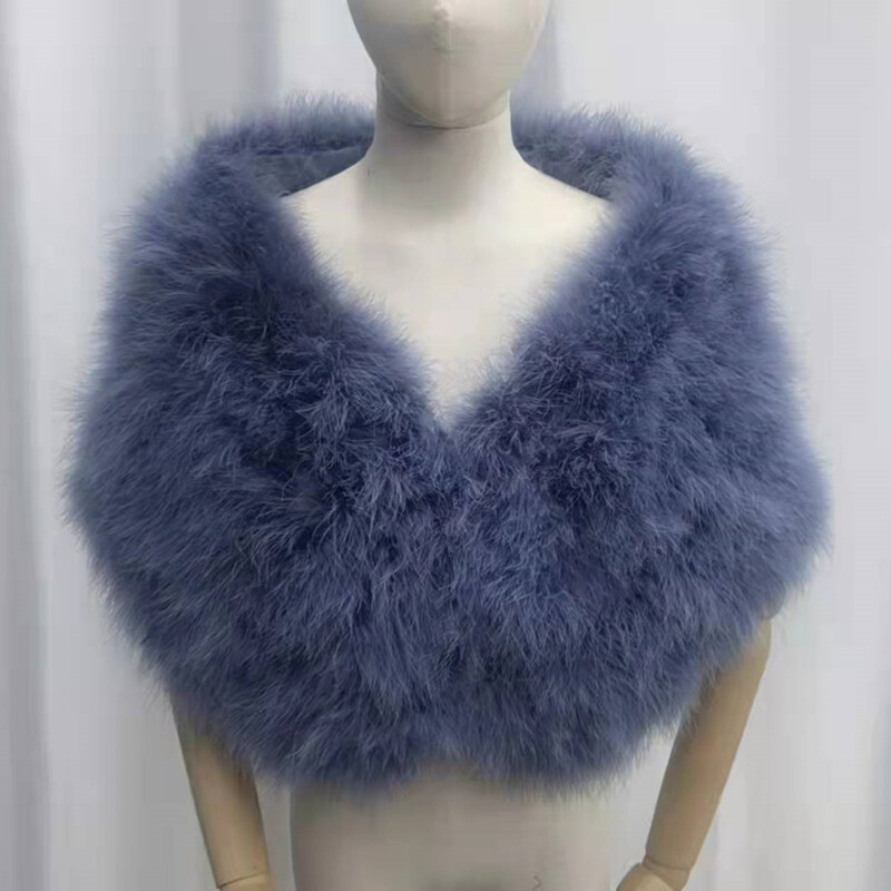 Casual Solid Ostrich Feather Shawl Wrap Bride Wedding Stole Turkey Fur ...