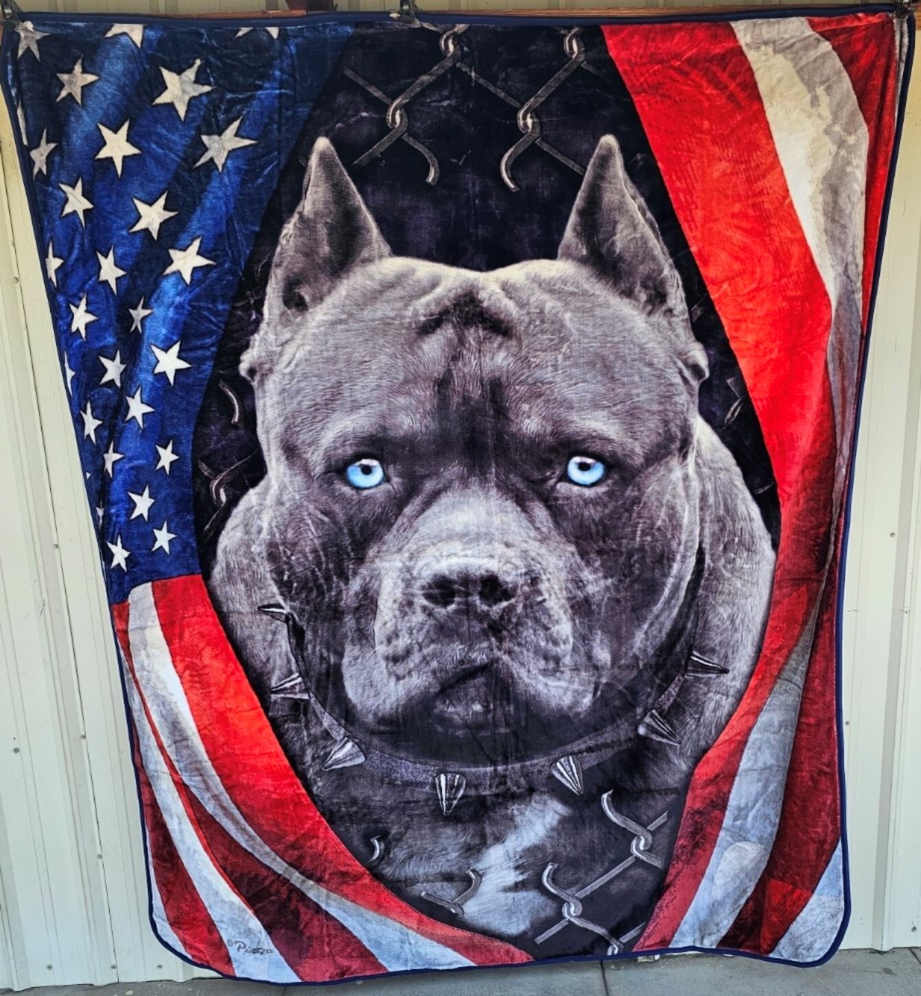 PITBULL AMERICAN FLAG USA PATRIOTIC DOG QUEEN SIZE BLANKET | eBay