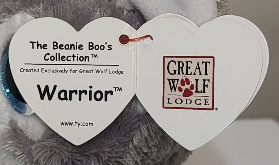 Ty Beanie Boos - WARRIOR the Grey Wolf (Great Wolf Lodge Exclusive) 6 ...