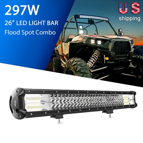 26inch Nilight LED Light Bar 297W Spot Flood Combo Tri-Row OffRoad ...