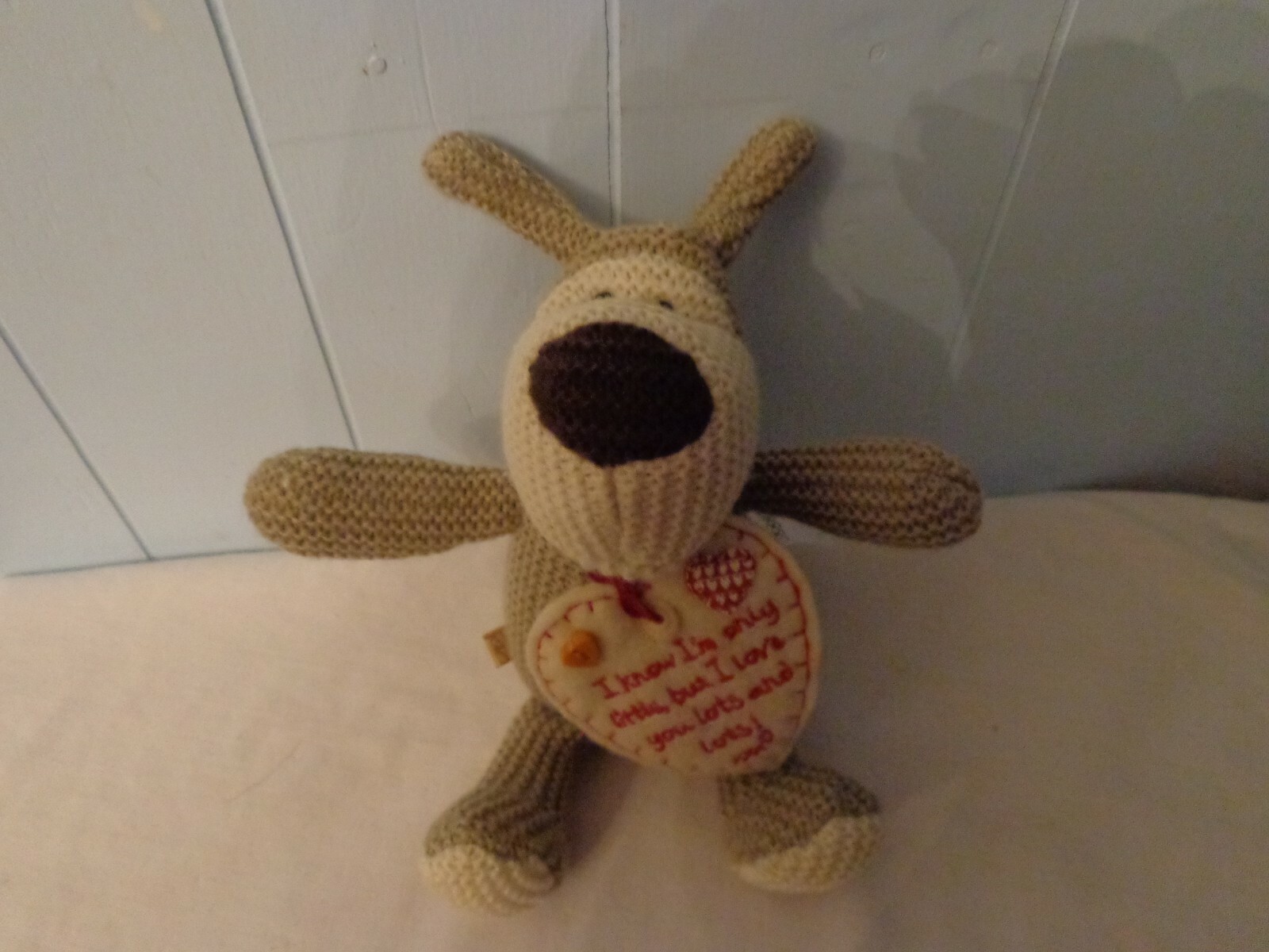 BOOFLE DOG BEAR KNIT STUFFED PLUSH I KNOW IM LITTLE BUT LOVE YOU LOT ...