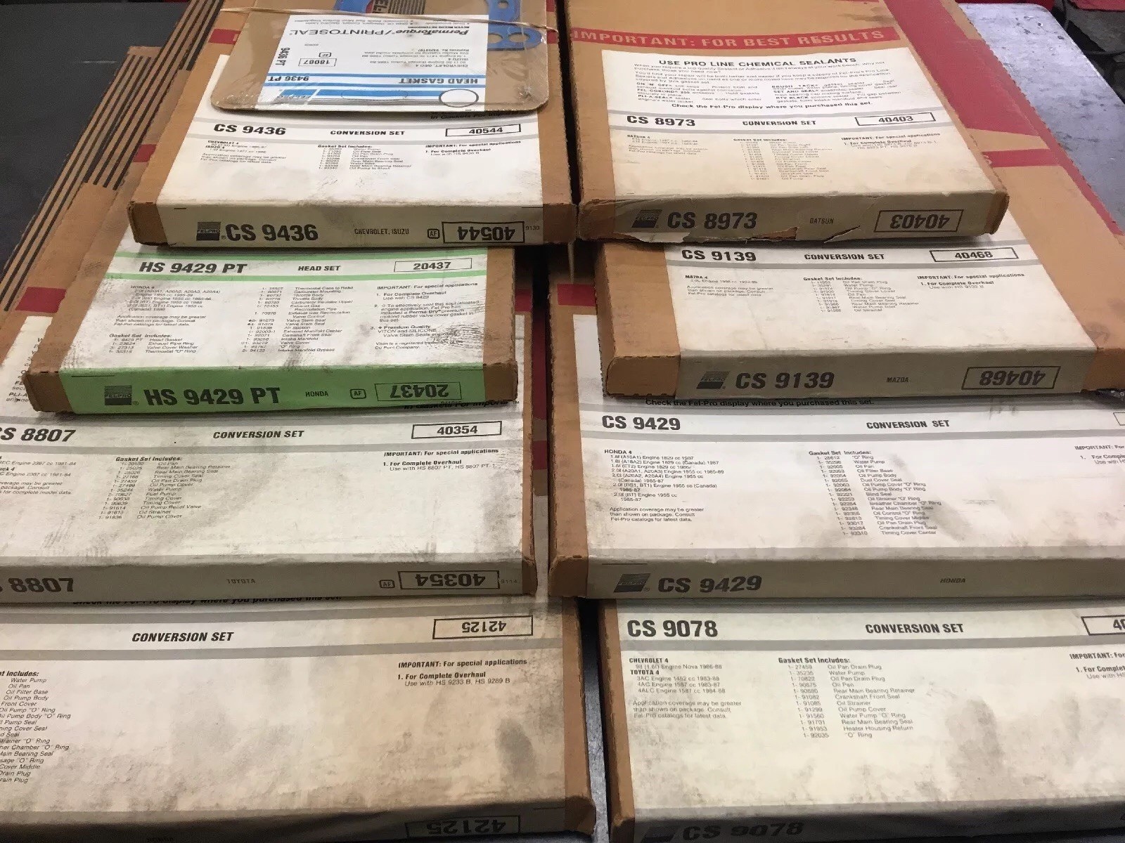 9 Fel-Pro Conversion Gaskets CS 9289 8807 9429 9436 8973 9139 9429 9078 ...