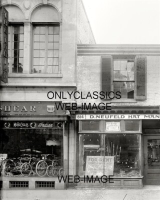 1920 INDIAN MOTORCYCLE & BICYCLE DEALER SHOWROOM- SIGNS 8x10 PHOTO ...