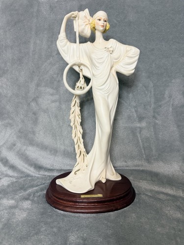Amilcare A. Santini Signed Italian Sculpture Figurine Lady with Peacock ...