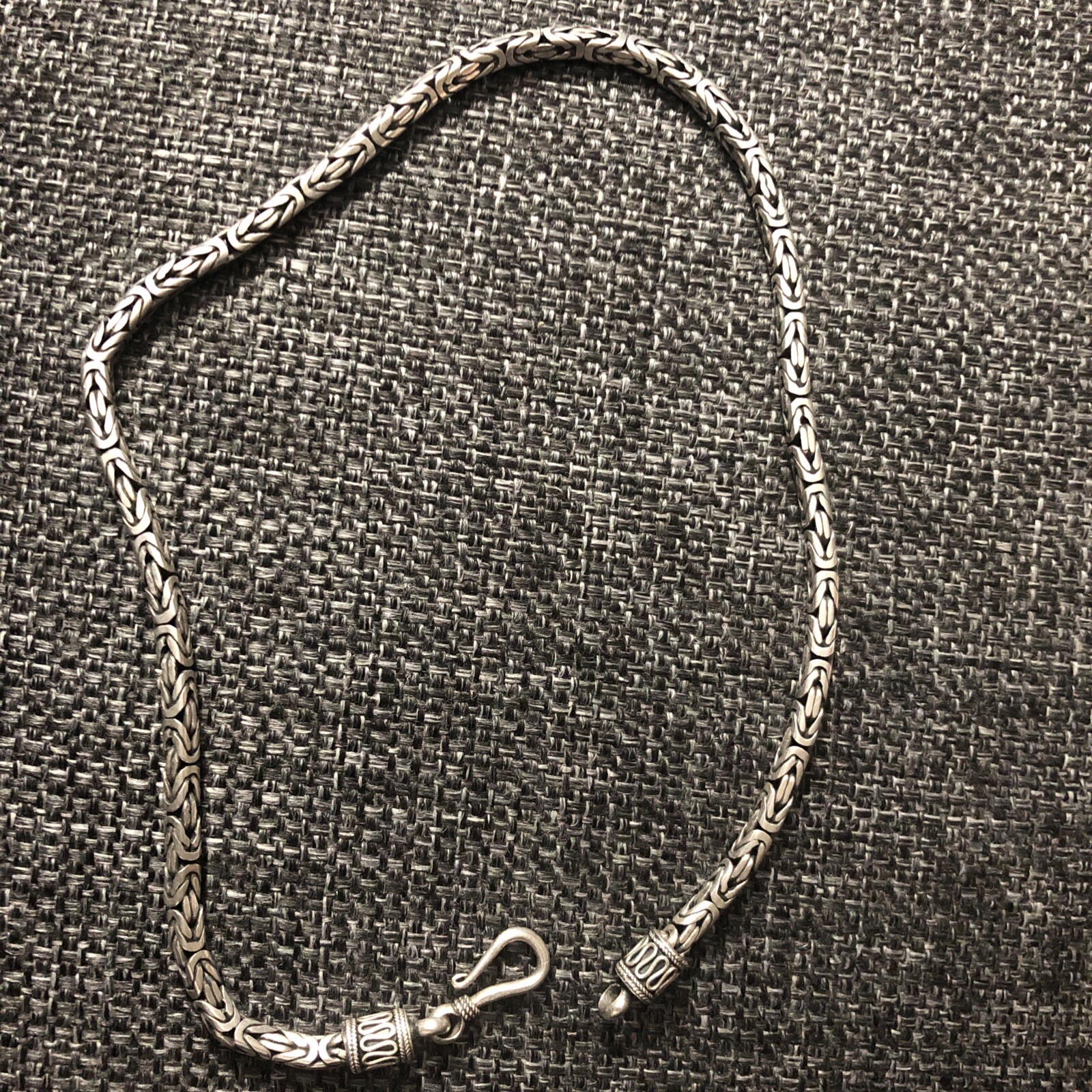 16 Inches925 BA SILVER Round BYZANTINE Chain Necklace… - Gem