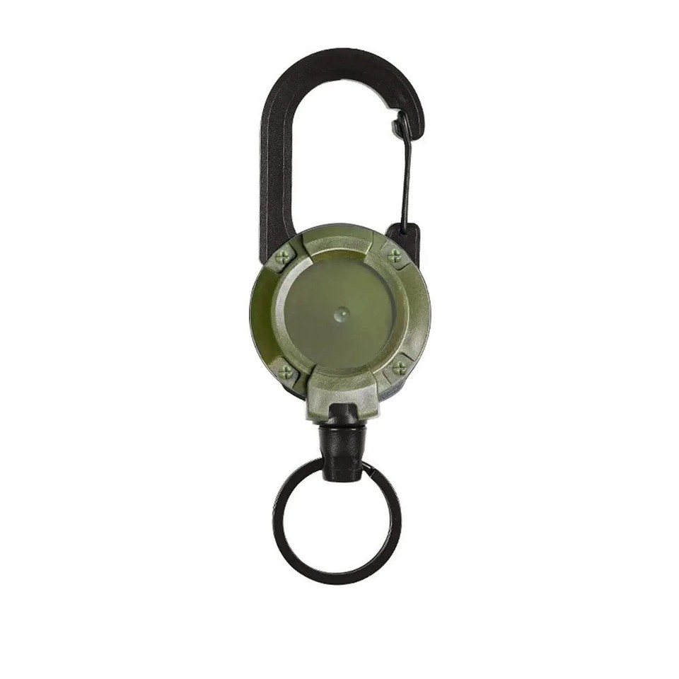Heavy Duty Retractable Carabiner Car Key Chain Reel Holder Steel Cord ...