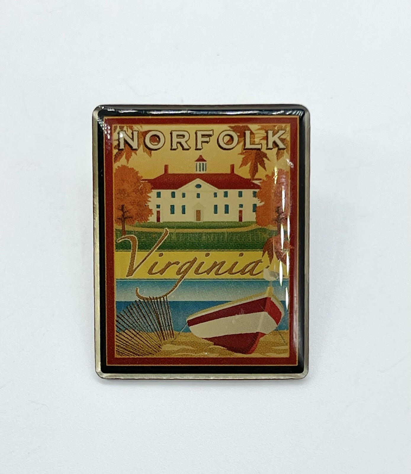 Norfolk Virginia Silver Tone & Enamel 1.25” Collectible Souvenir Lapel ...