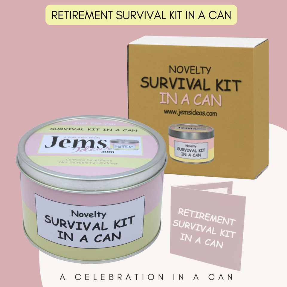 RETIREMENT SURVIVAL KIT IN A CAN. Novelty Gift - Fun Present / Card ...