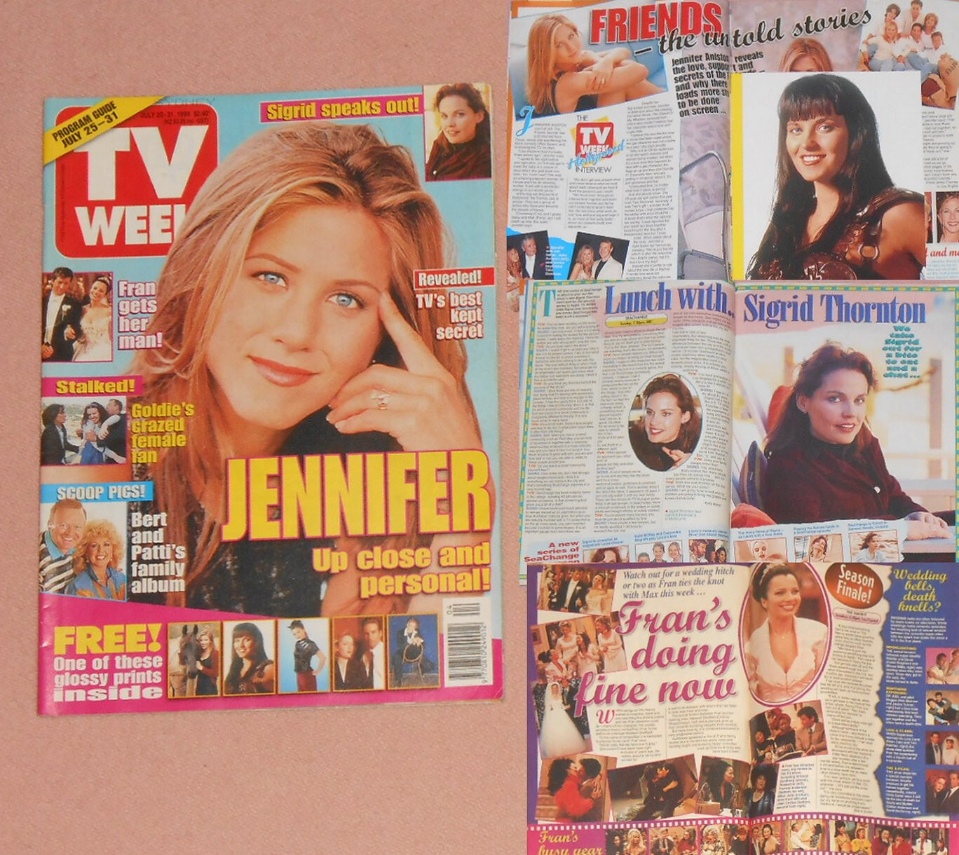 TV WEEK 1998 - JENNIFER ANISTON Cover SIGRID THORNTON Lucy Lawless Fran ...
