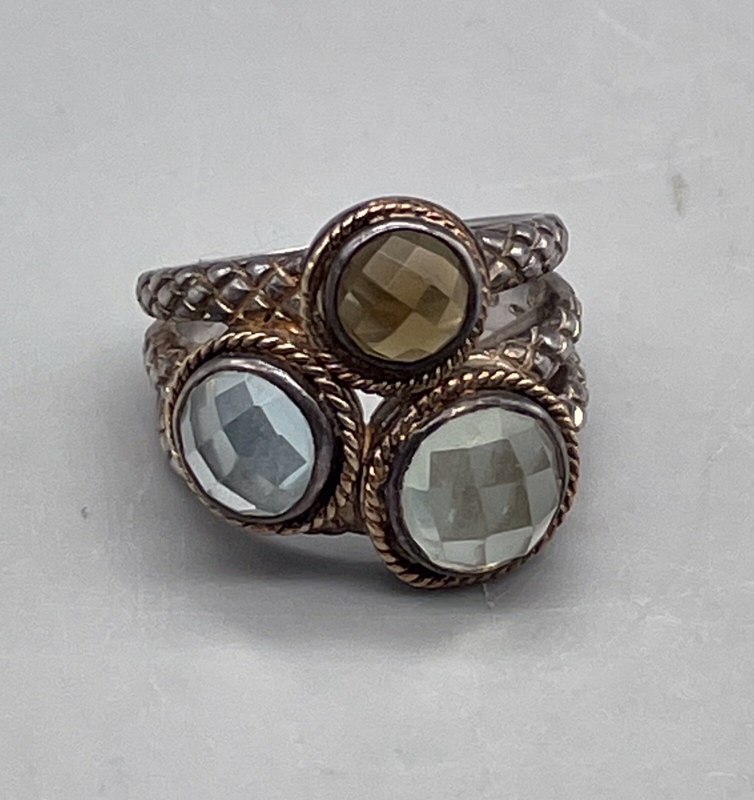 Vintage ATR Designer Sterling / 14k Ring - Size 7 - Gem