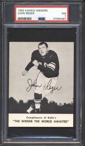 1962 Kahn's Wieners Football John Reger PSA 7 PITTSBURGH STEELERS NM | eBay