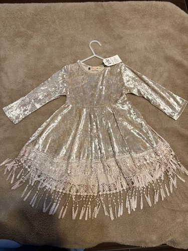 Little Girls Fringe Dress, Champagne Color, NWT, Size 6 | eBay