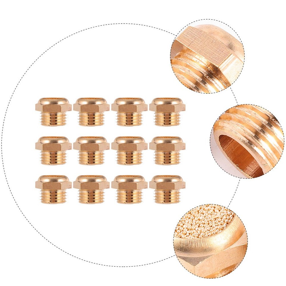 12 Pcs Copper Pneumatic Muffler Silencer With G1/4 Male Thread Air ...