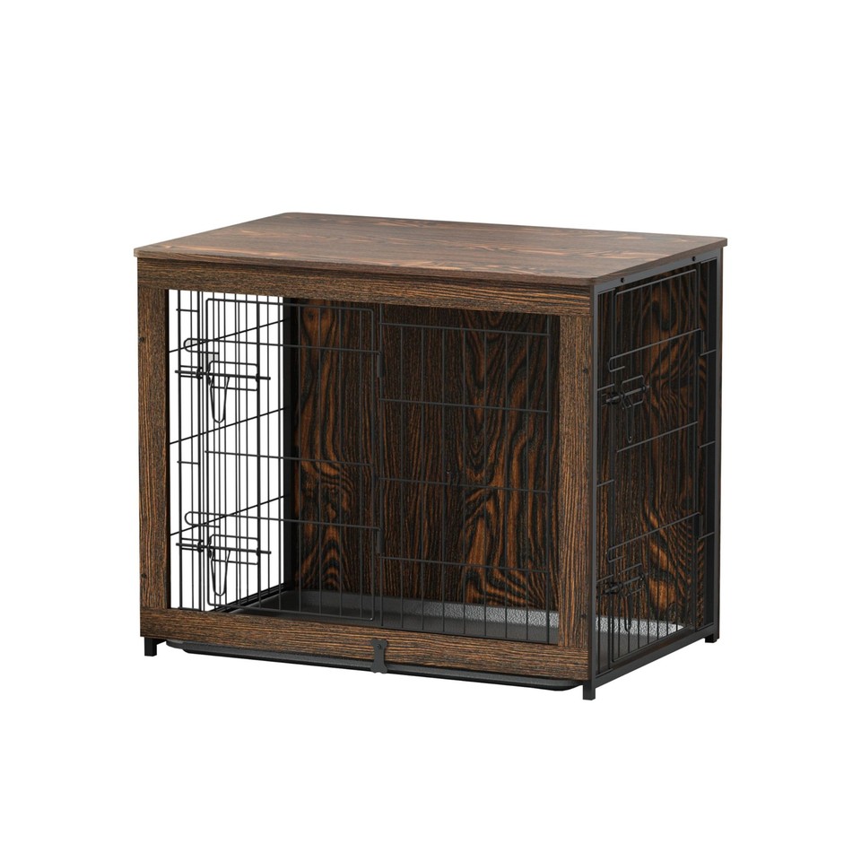 Megidok Wooden Dog Crate Furniture with Cushion,Medium Dog Crate End ...