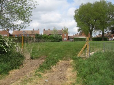 Photo 6x4 New access to wasteland Basingstoke The fence has been cut to ...