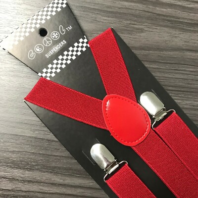 Dark Red Suspender for Adults Men Women Teens Wedding Formal Adjustable ...