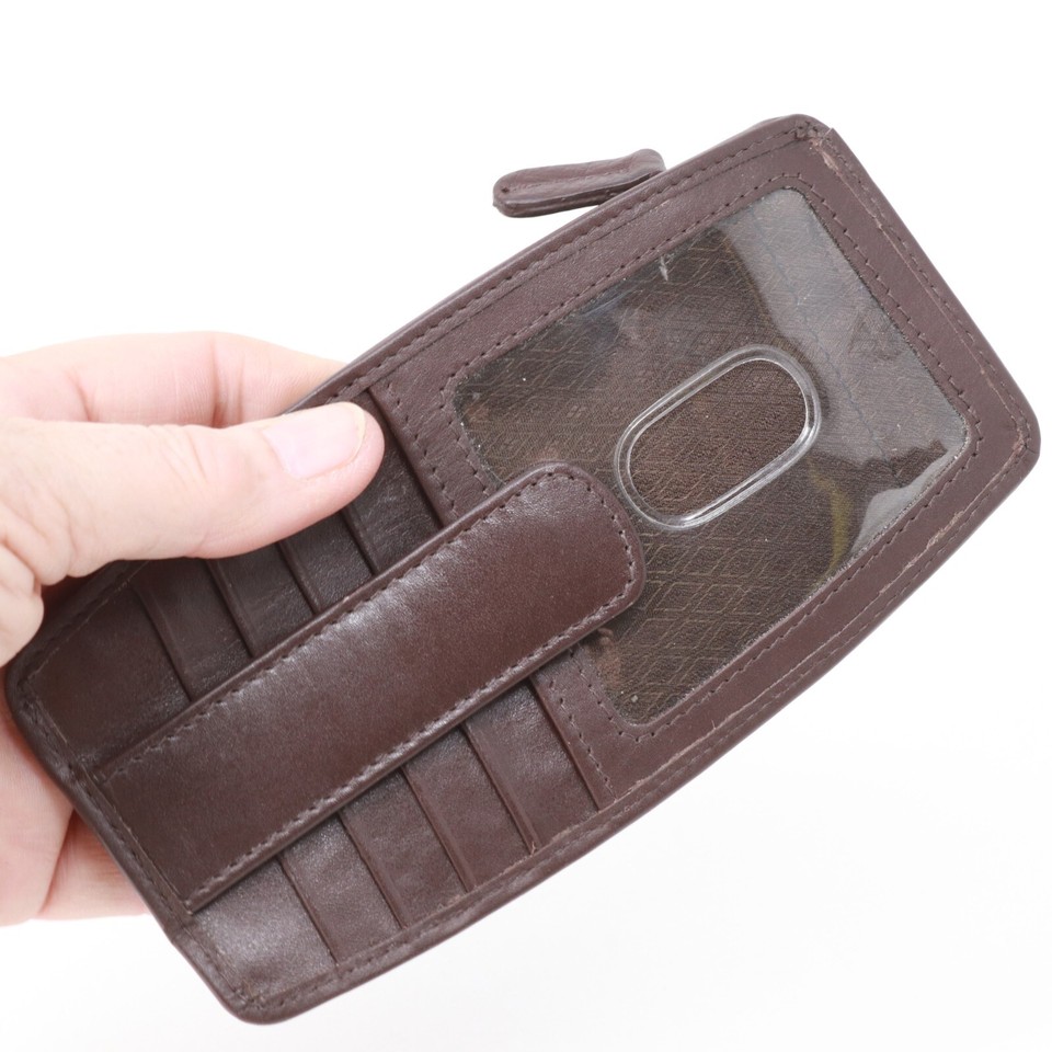 Genuine Leather Card Wallet Women Brown Clutch Cards ID Coin Cash ...