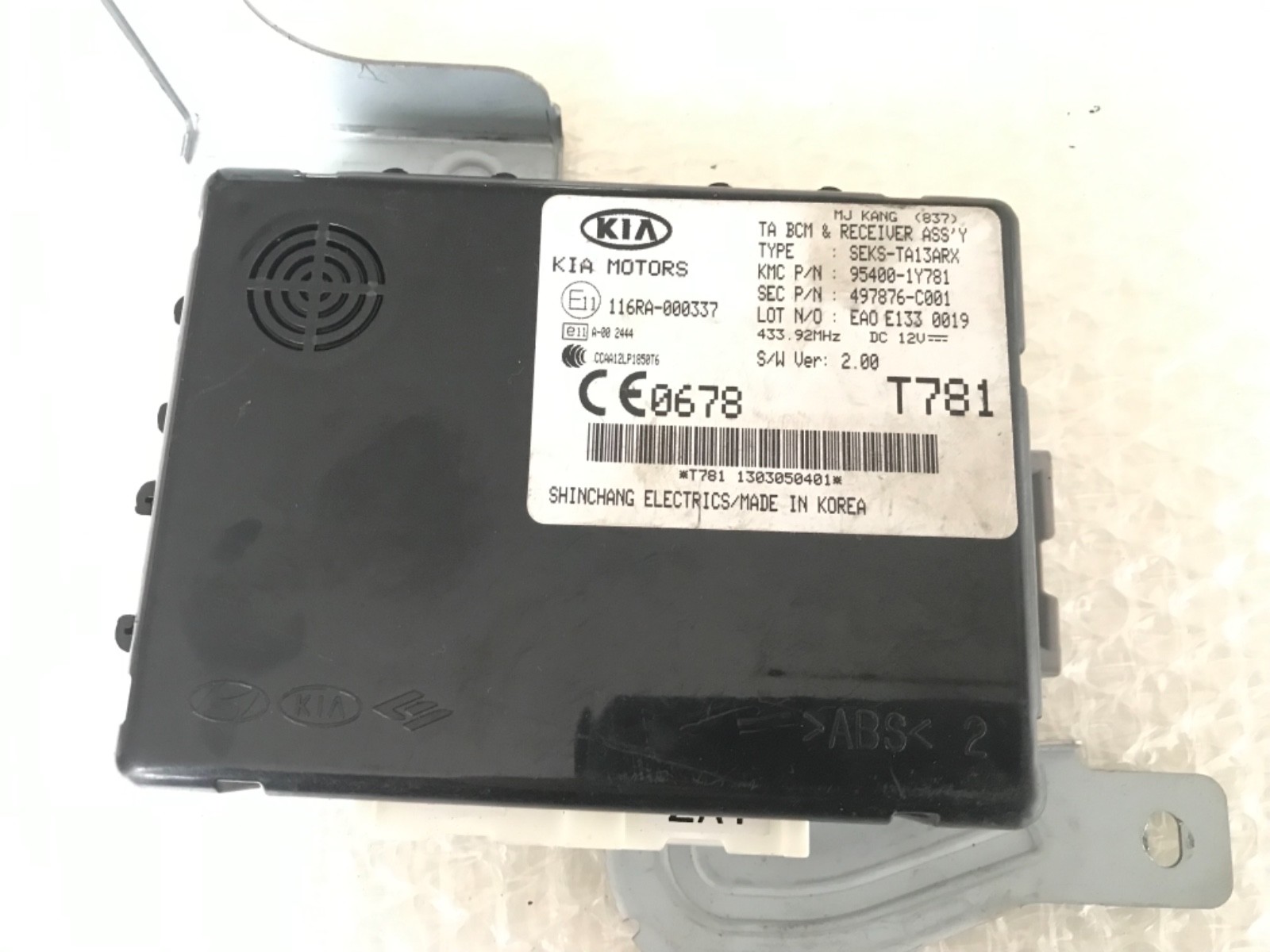 2013 KIA PICANTO 1.0 BCM BODY CONTROL MODULE 95400-1Y781 | eBay UK