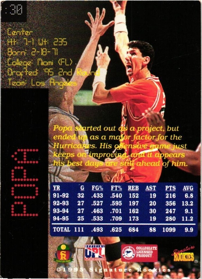 1995 Signature Rookies Prime /6500 Constantin Popa #30 NrMt | eBay
