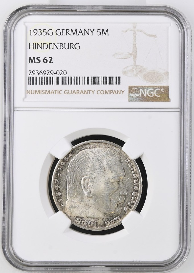 Germany 1935 G 5 Reichsmark, KM#86 NGC MS62 Key Date | eBay