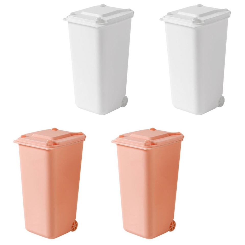4 Pcs Desk Mini Waste Bucket Tiny Trash Can with Lid Small Garbage ...