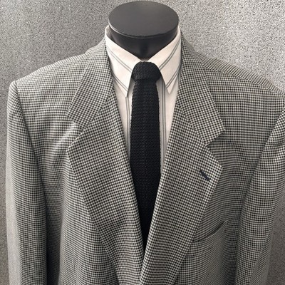 Vintage Andre Vachon Wool Blend Houndstooth Sport Coat Big 56R Gray ...