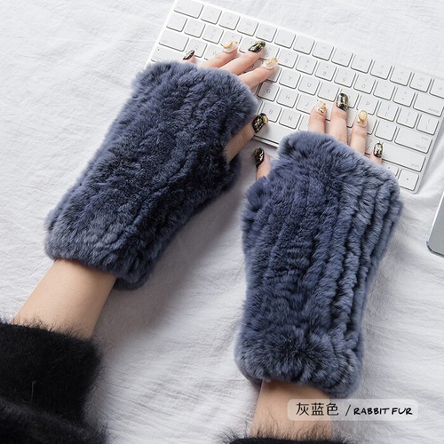 Winter Fur Glove Real Rex Rabbit Fur Mitten Double Side Tight Woven ...