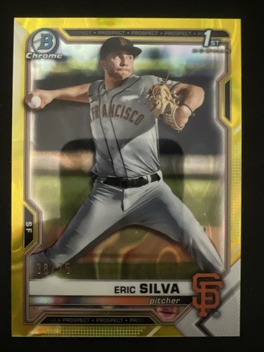 2021 1st Bowman ERIC SILVA Rookie Yellow Lava /75 San Francisco Giants ...