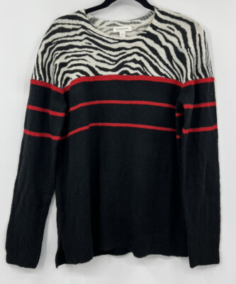 Beach Lunch Lounge Black White Zebra Pullover Sweater Size Large 12/14 ...