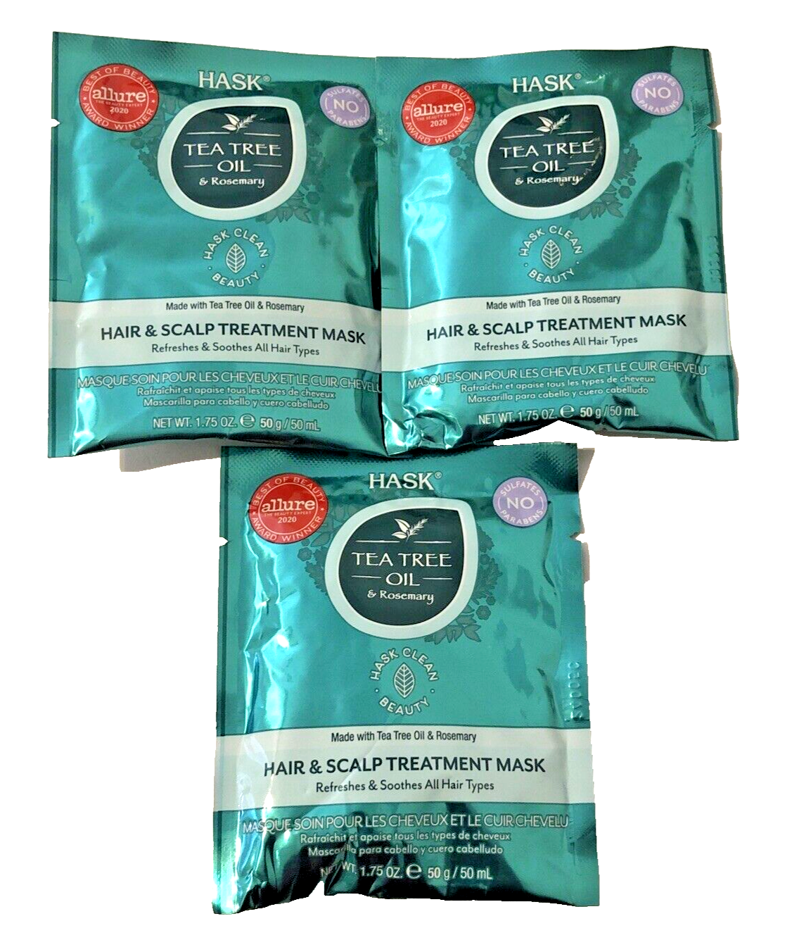 Hask Tea Tree Oil & Rosemary Hair & Scalp Treatment Mask Packets 1.75oz ...