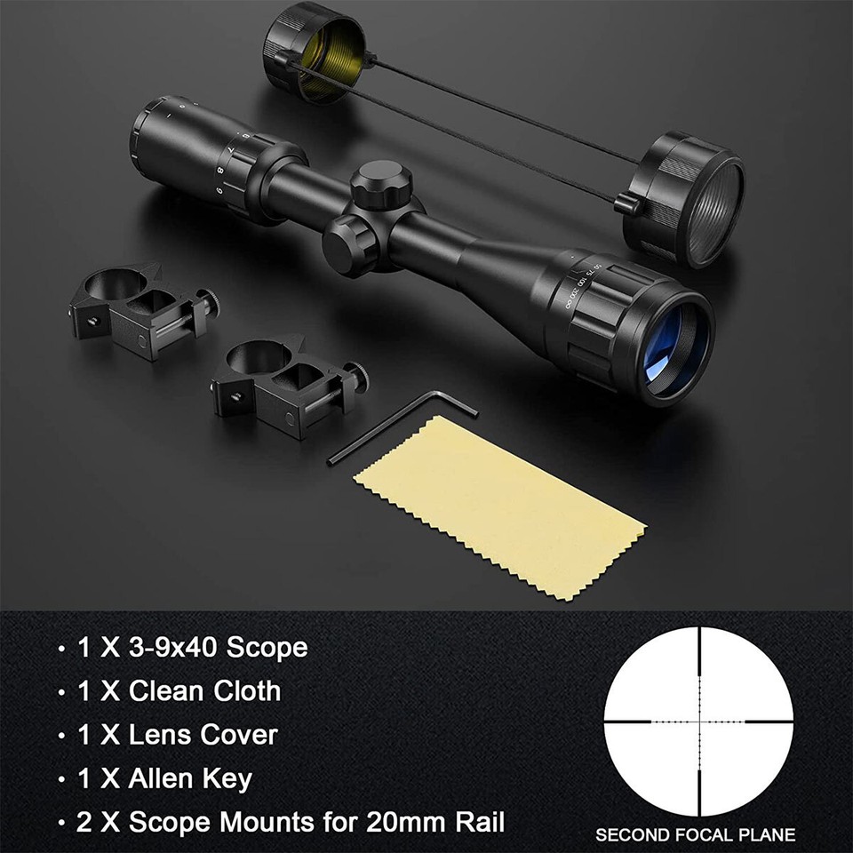 3-9x40AO Rifle Scope Optical R4 Reticle Crosshair Gun Scope Adjustable ...
