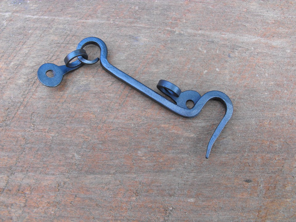 Colonial Blacksmith hand made wrought iron 3" hook and eye barn latch ...