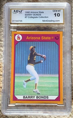 1990 Arizona State Barry Bonds #7 Collegiate Collection Gem MT 10 | eBay